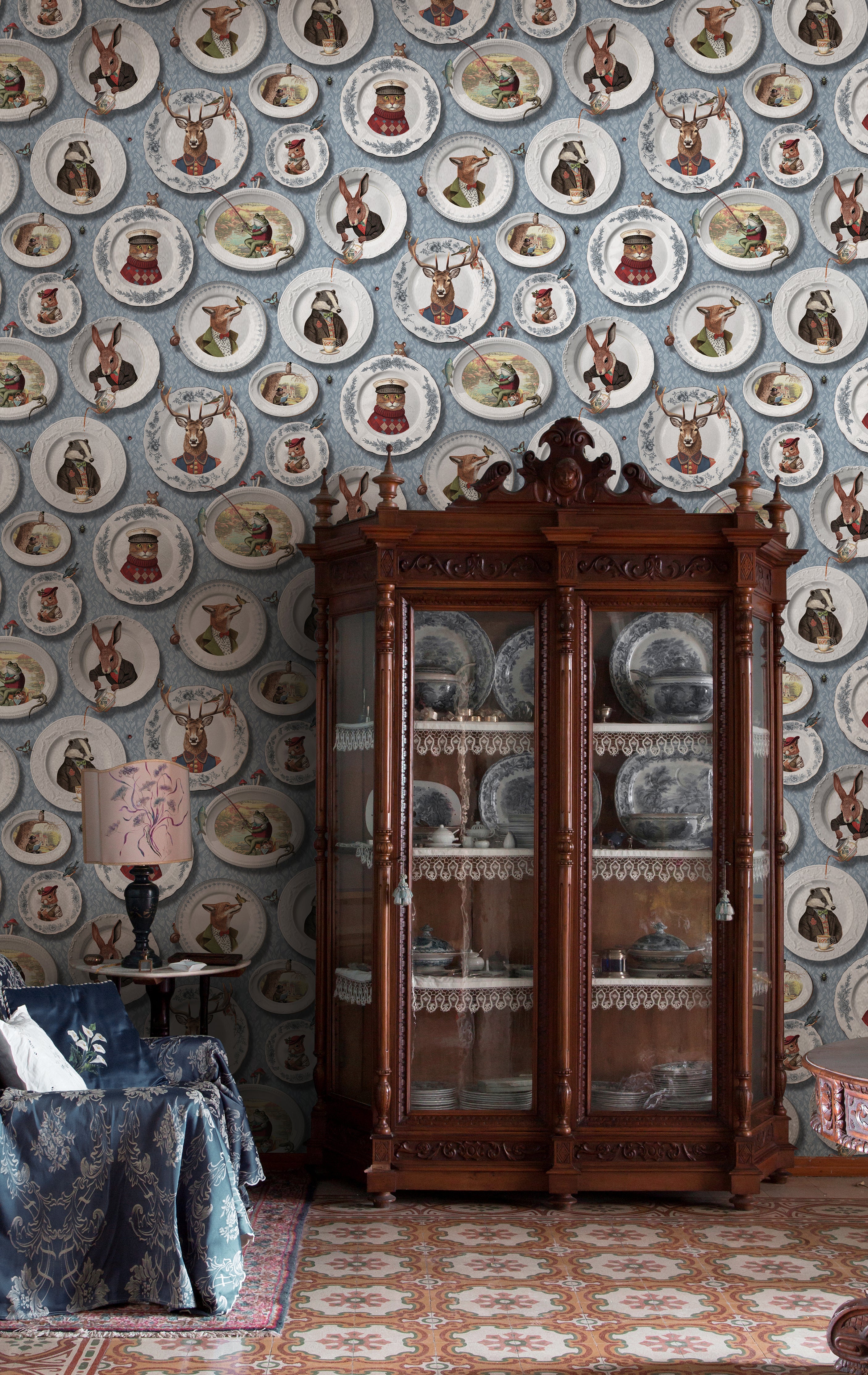 91961 Tales of the Manor Blue – Sasi Wallpaper